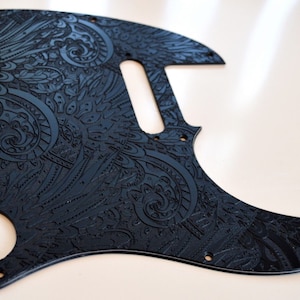 Custom Black Psychedelic Textured Pickguard - Fits Fender Telecaster ...