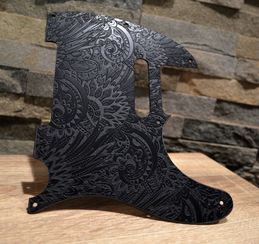 Custom Black Psychedelic Textured Pickguard - Fits Fender Telecaster ...