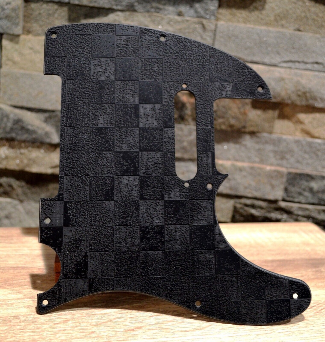 Black Distressed Checker Textured Pickguard - Fits Fender Telecaster ...