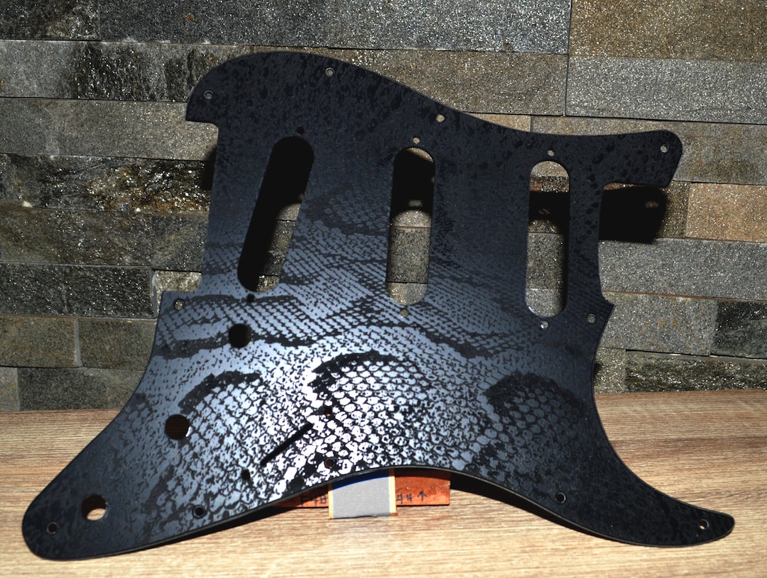 Custom Black Snakeskin Textured Pickguard - Fits Fender Stratocaster ...