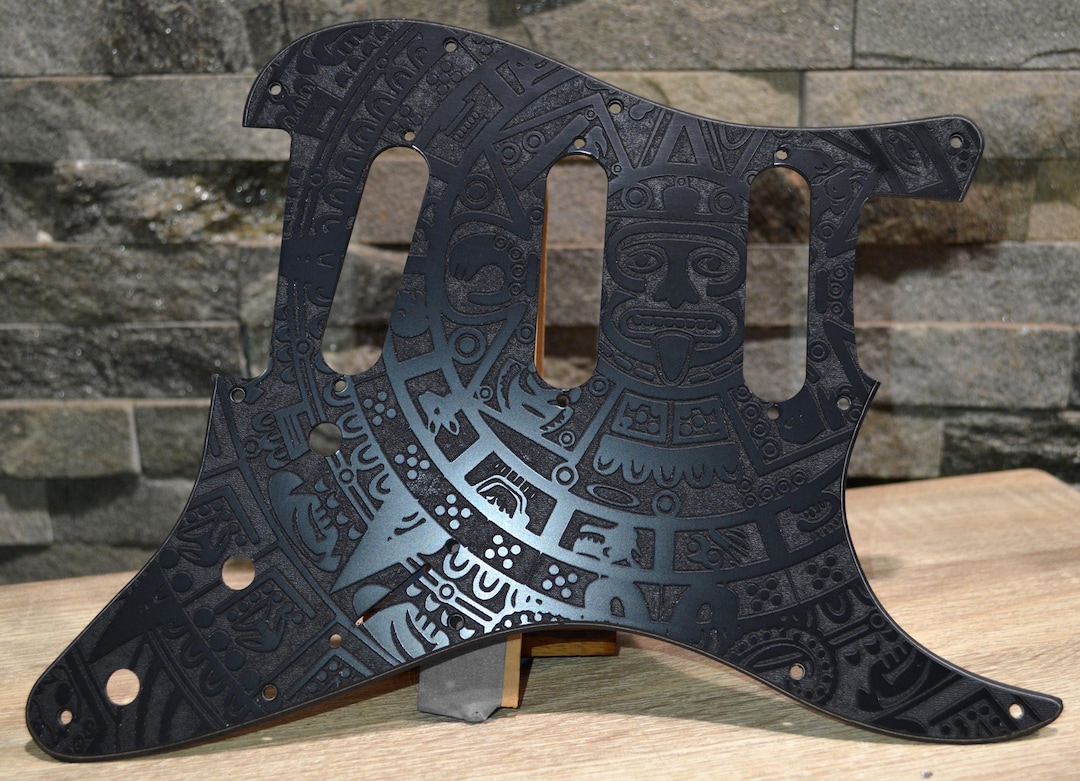 Custom Black Mayan Textured Pickguard - Fits Fender Stratocaster - USA ...