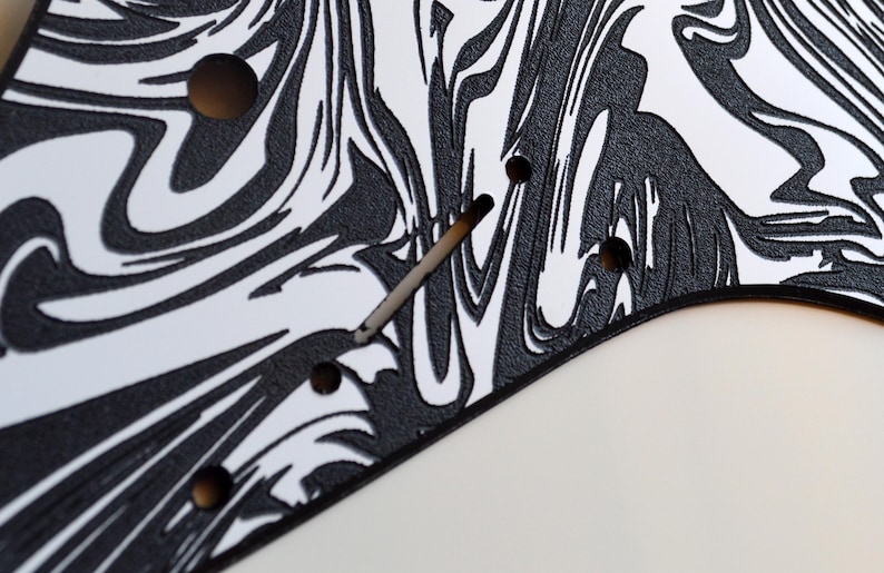 Custom Textured Black & White Swirl Pickguard IBANEZ JEM or RG550 Japan ...