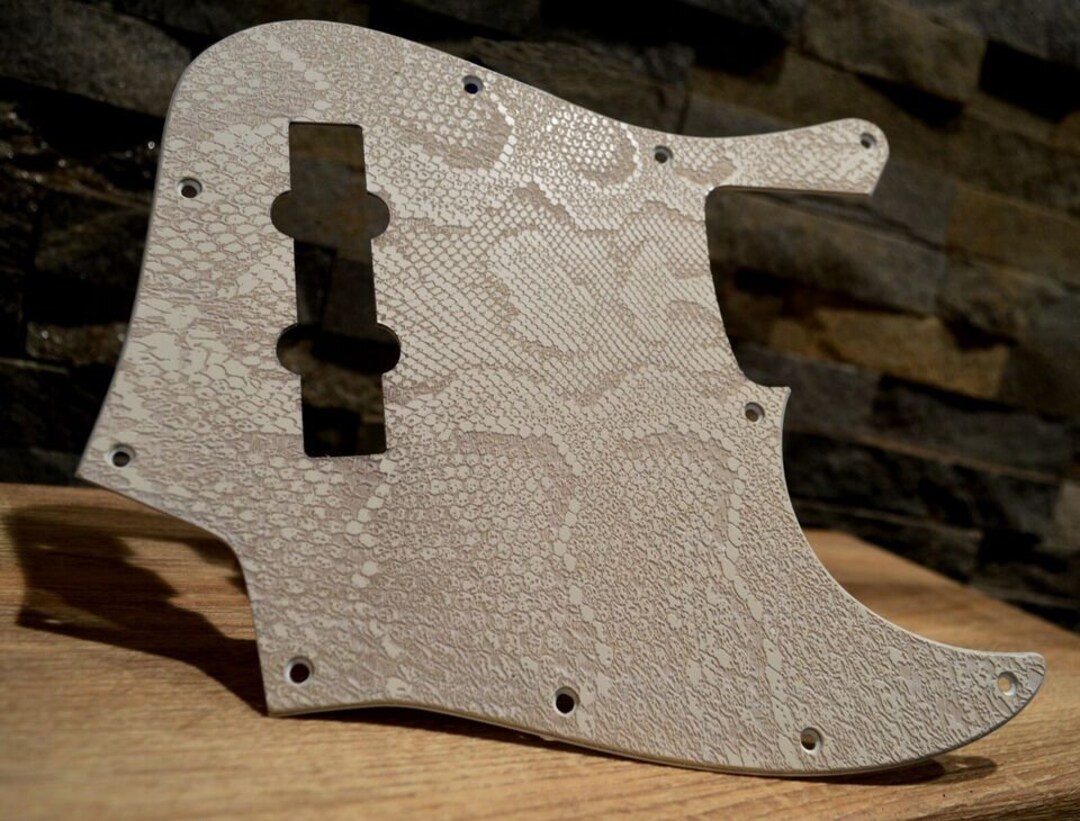 Custom Jazz Bass Pickguard J Bass Scratch Plate Ash White Snakeskin ...
