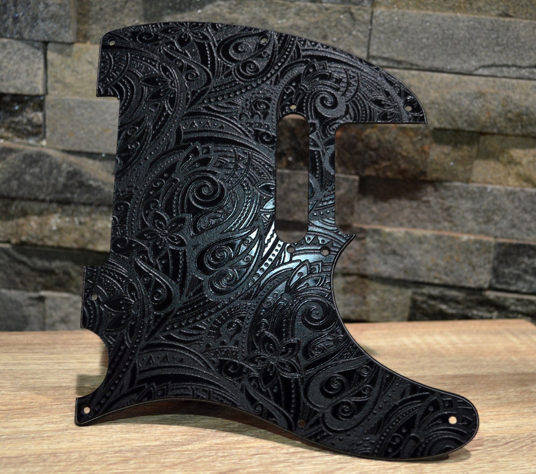 Custom Black Psychedelic 2 Paisley Textured Pickguard - Fits Fender ...