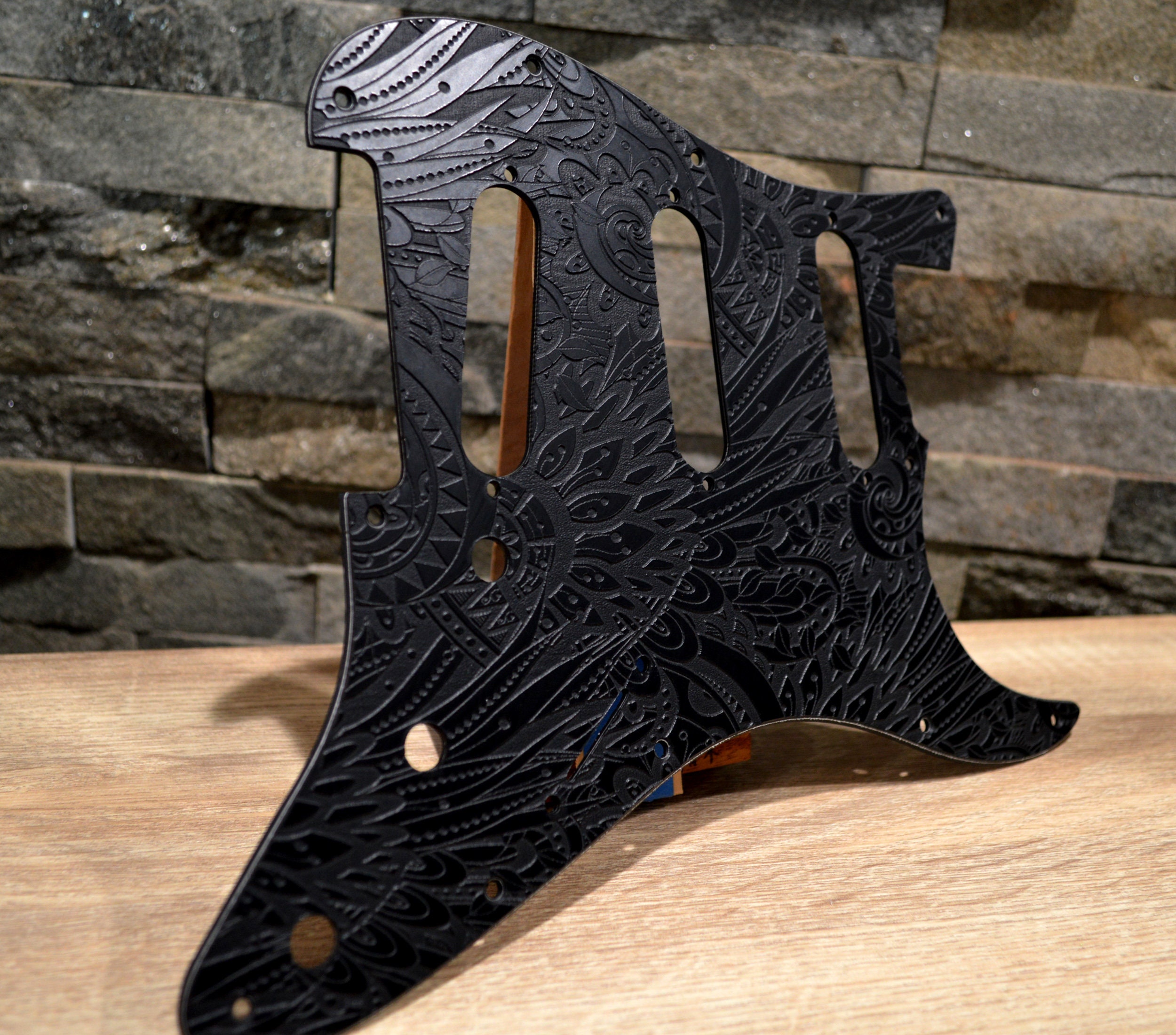 Custom Black Psychedelic Textured Pickguard Fits Fender Stratocaster ...