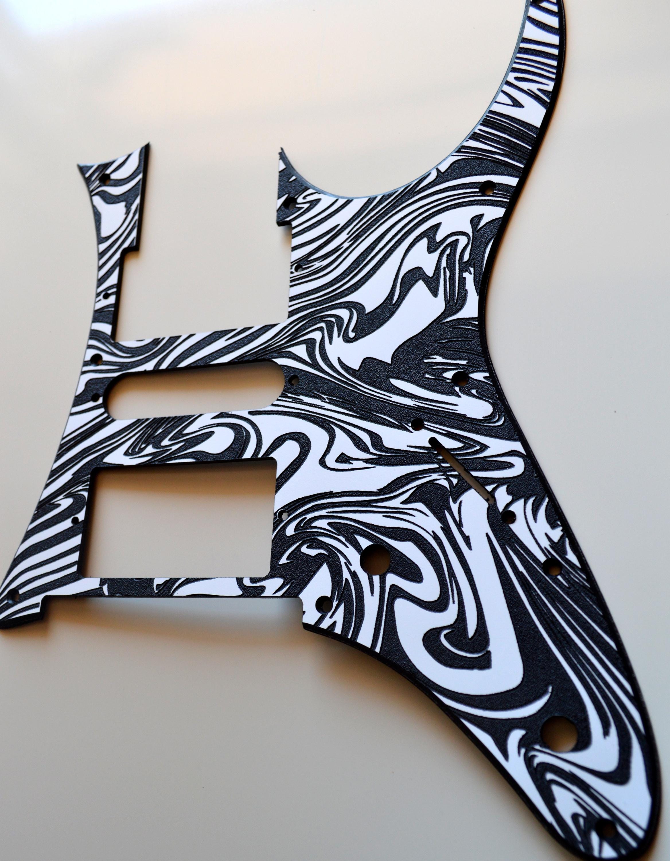 Custom Textured Black & White Swirl Pickguard IBANEZ JEM or RG550 Japan ...