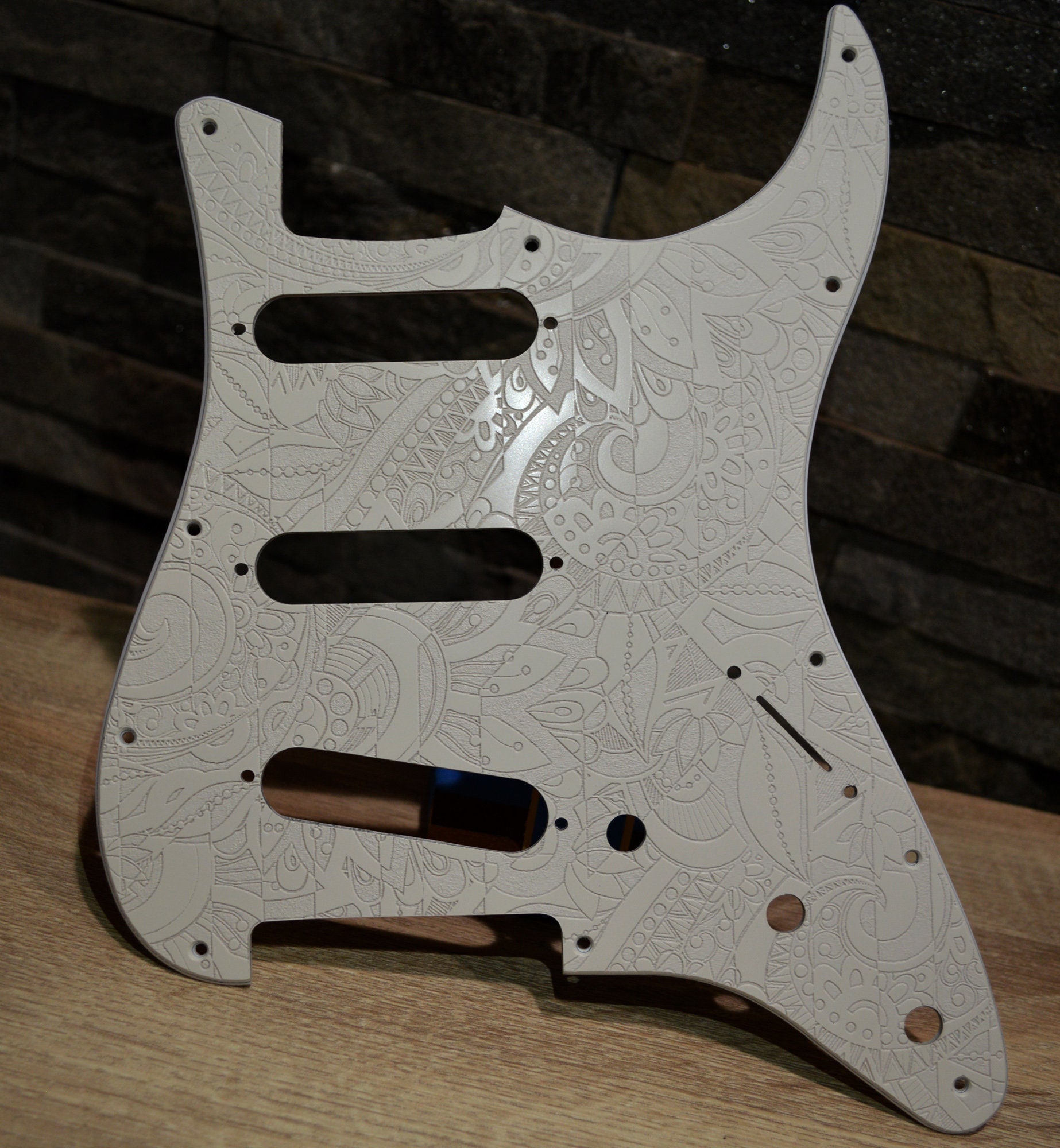 Custom White Vintage Psychedelic Textured Pickguard Fits Fender ...
