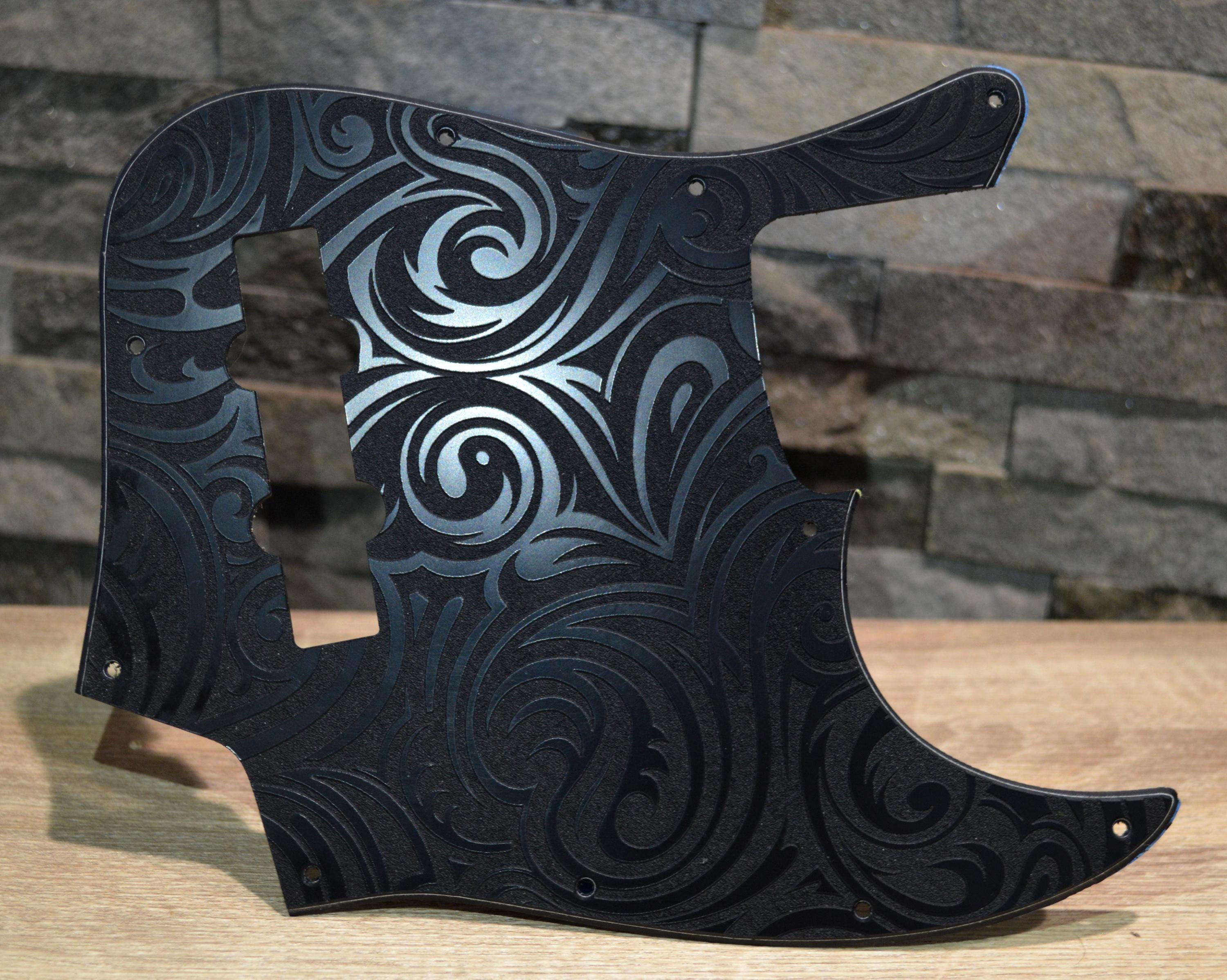 Custom Jazz Bass Pickguard J Bass Scratch Plate Black Double Textured ...