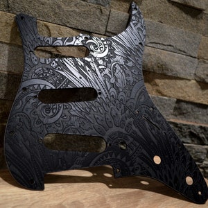 Custom Black Psychedelic Textured Pickguard Fits Fender Stratocaster ...