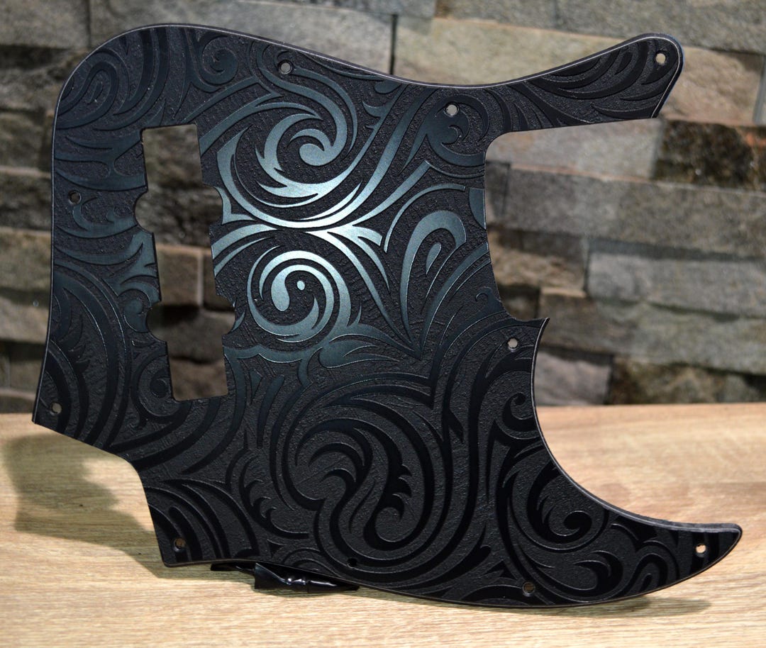 Custom Jazz Bass Pickguard J Bass Scratch Plate Black Double Textured ...