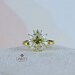 Princess Cut Peridot Ring I Multi Stone Floral Ring I 14K Solid Gold ...