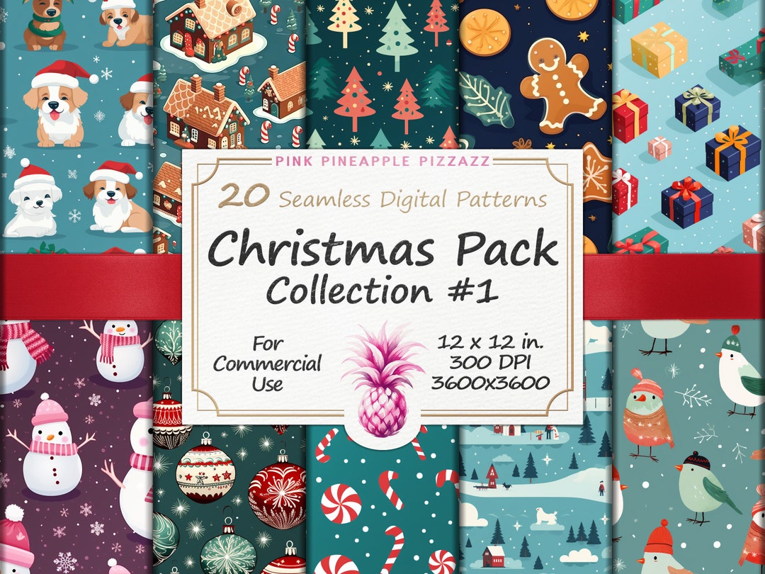Seamless Christmas Digital Patterns - 20 Printable Holiday Designs ...