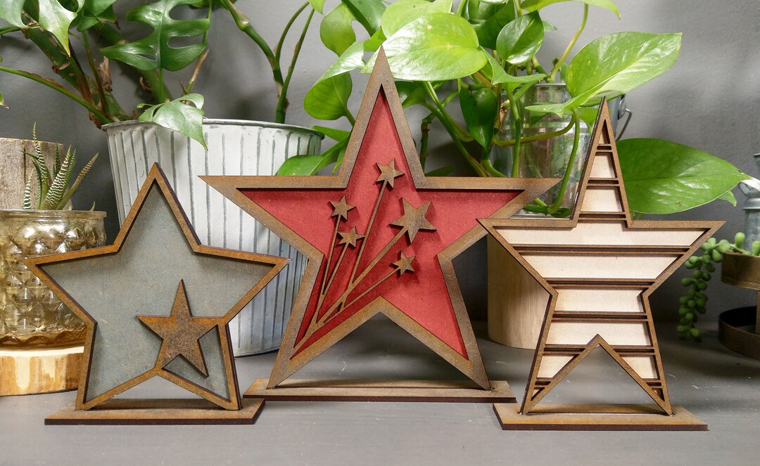 3 Standing Star Set SVG File - Digital File for Use With Glowforge - Etsy