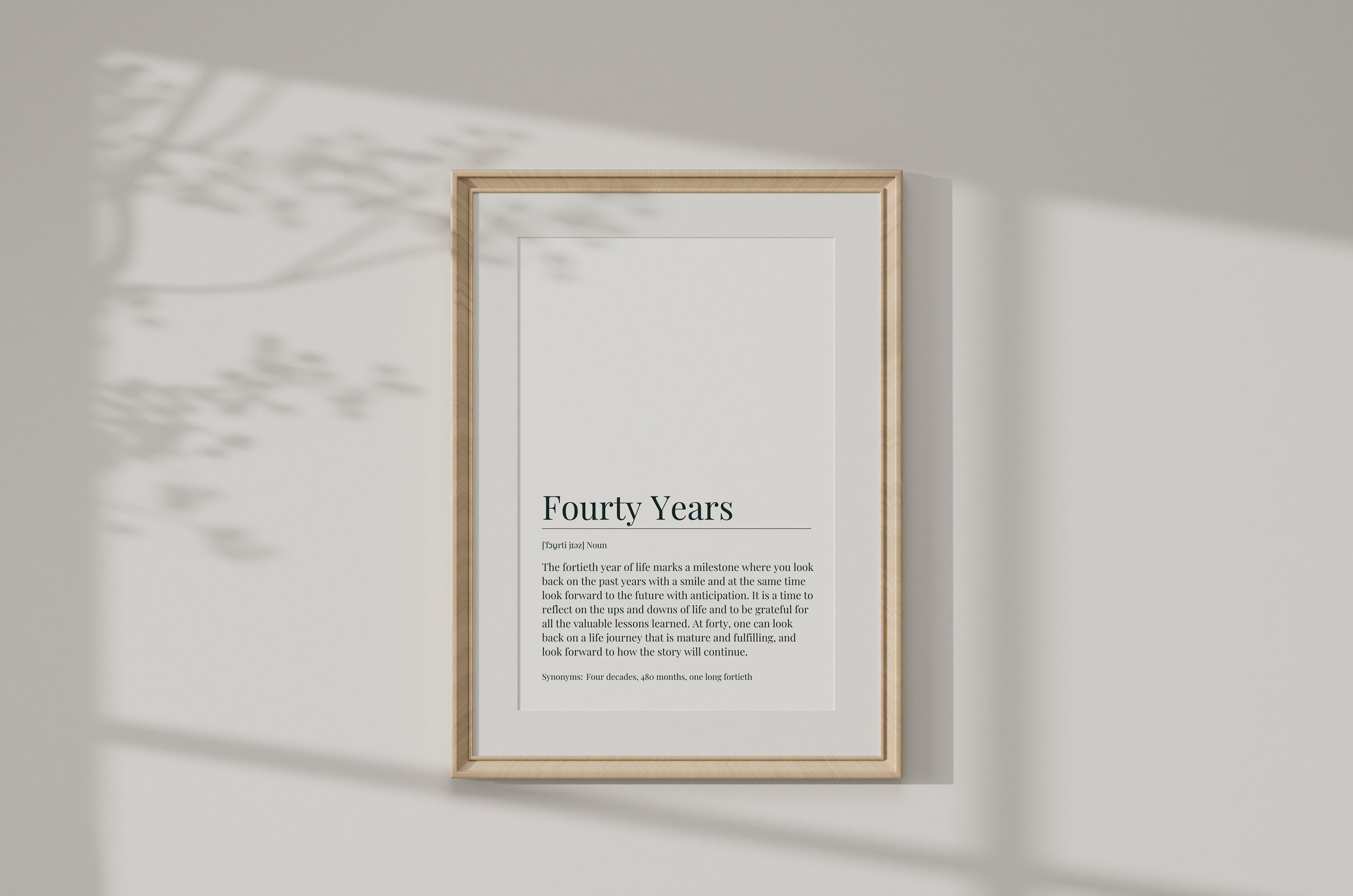 40th Birthday Gift for Her and Him 40 Years Definition Card to Print ...