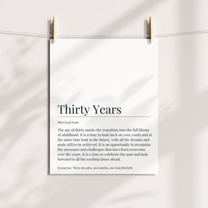 Birthday Present 30 Years 30th Birthday Card Printable and Reusable ...