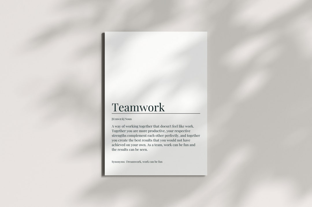 Postcard Teamwork Print, Dictionary Poster Team Teamwork Quote Teamwork ...
