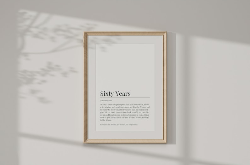 60th Birthday Card Present for Her Sixty Years Definition Card 60th ...