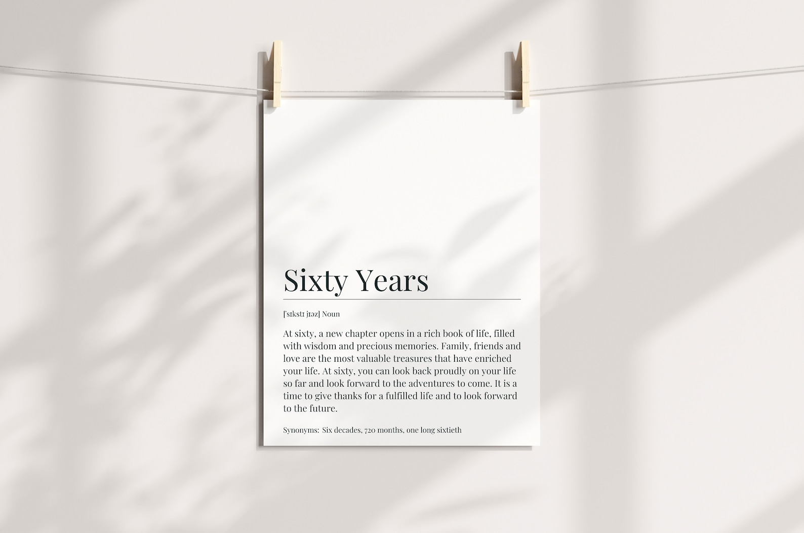 60th Birthday Card Present for Her Sixty Years Definition Card 60th ...