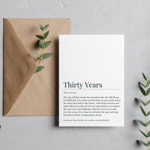 Birthday Present 30 Years 30th Birthday Card Printable and Reusable ...