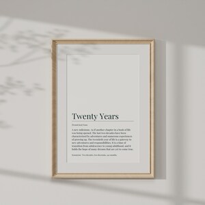 20th Birthday Card Happy Birthday Card 20 Years Definition Card Twenty ...