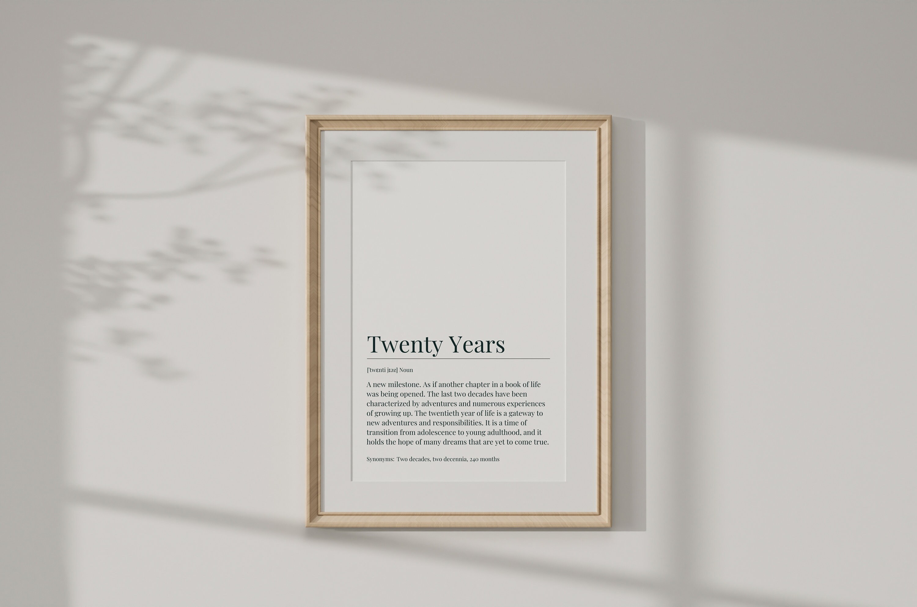 20th Birthday Card Happy Birthday Card 20 Years Definition Card Twenty ...