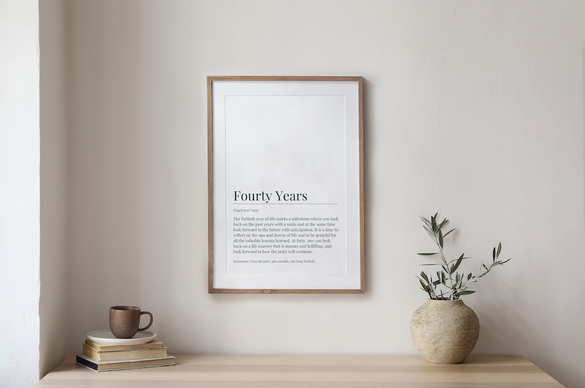 40th Birthday Gift for Her and Him 40 Years Definition Card to Print ...