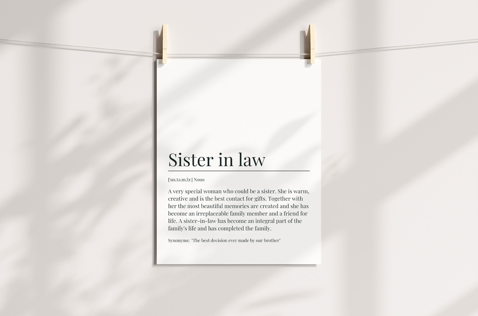 Postcard Sister in Law Definition Best Sister in Law Gift Christmas ...