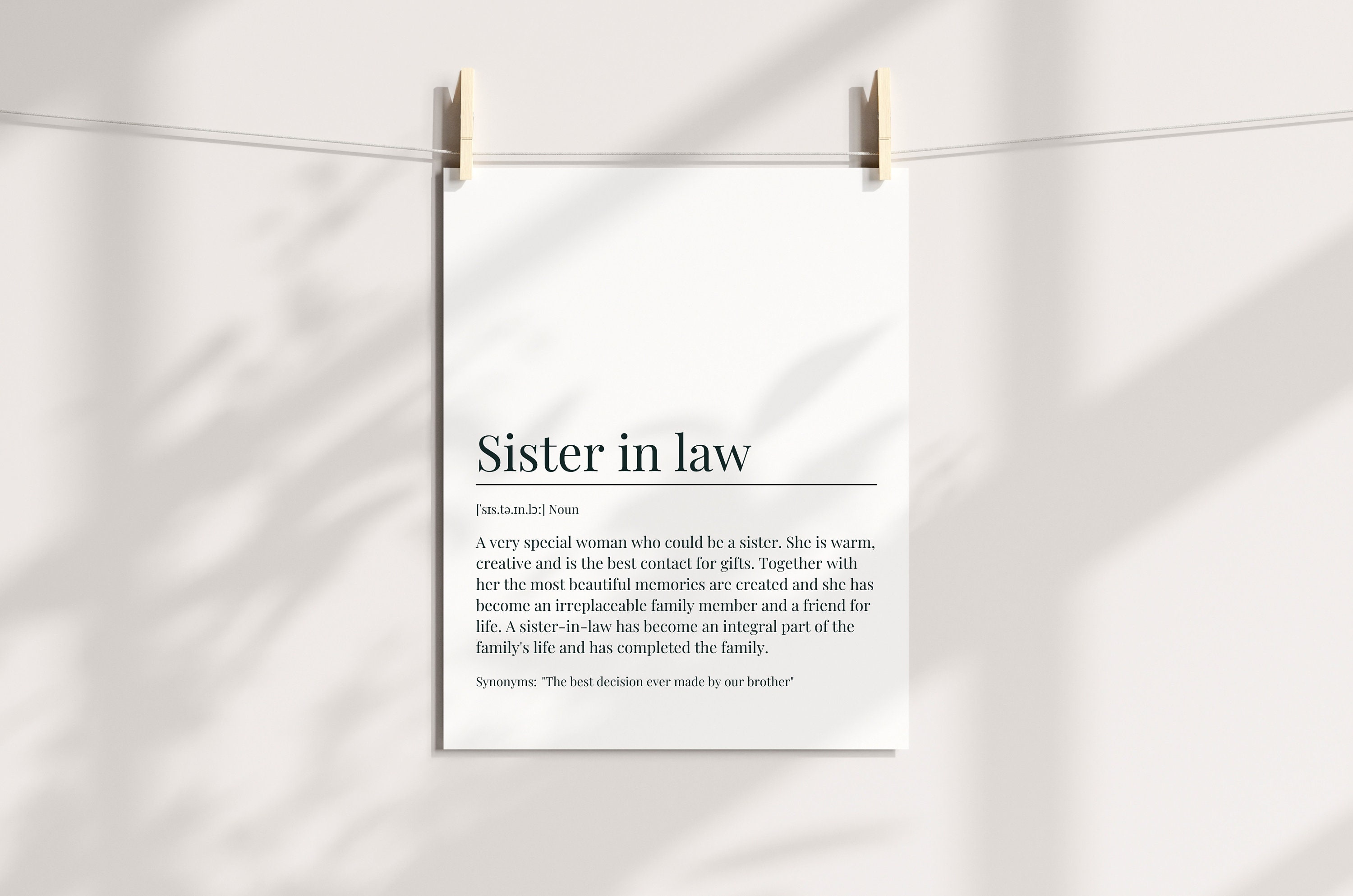 Postcard Sister in Law Definition Best Sister in Law Gift Christmas ...