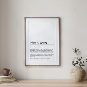 90th Birthday Present Ninety Years Anniversary Gift Card Definition ...