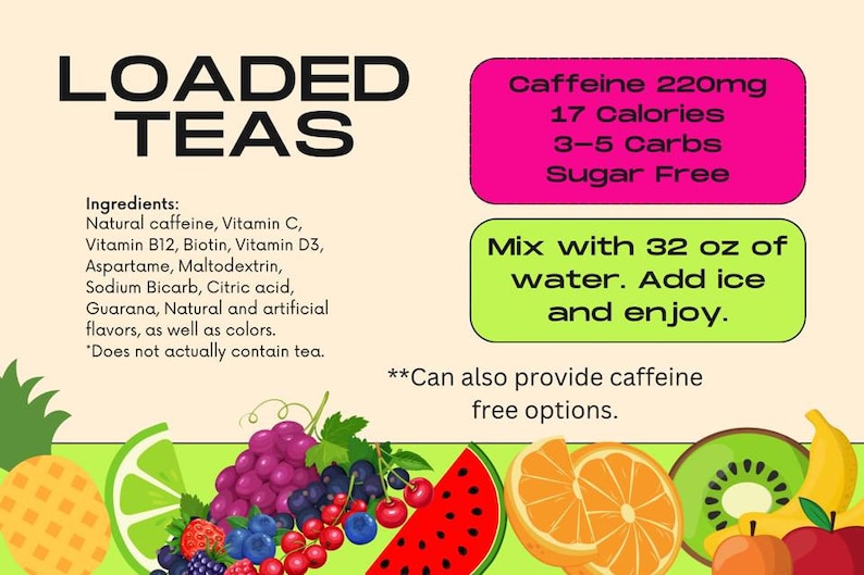 Aspartame Free Loaded Tea Packets on the Go - Etsy