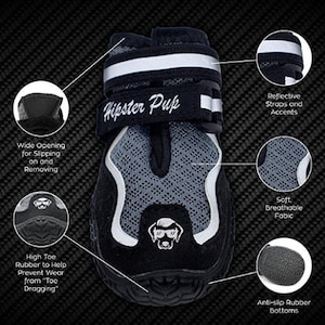 Hipster Pup Dog Boots, Paw Protection With BONUS Matching Collar Set ...