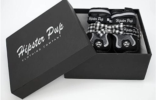 Hipster Pup Dog Boots, Paw Protection With BONUS Matching Collar Set ...