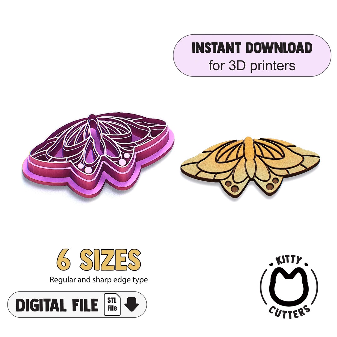 Moth Polymer Clay Cutter STL | 3D Clay Cutter Files | Butterfly Cutters ...