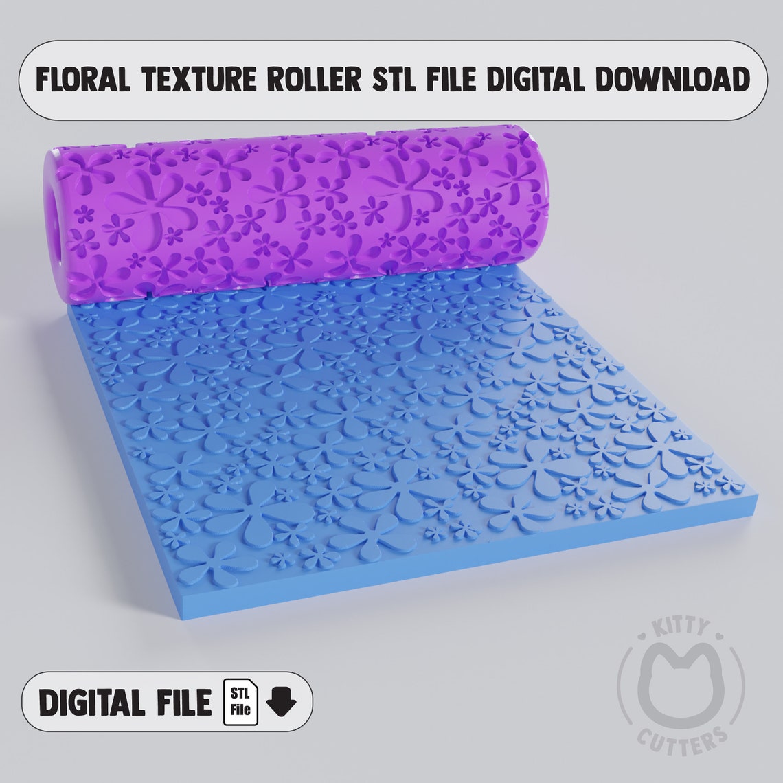 Flower Texture Roller Stl | Floral Texture Roller Stl | Polymer Clay ...