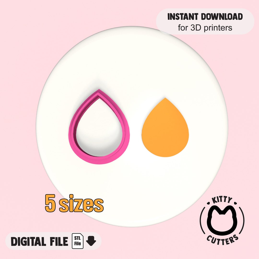 Teardrop Clay Cutter STL | Drop 3D Cutter File | 3D Polymer Clay Cutter ...