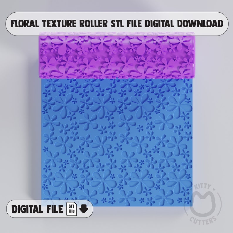 Flower Texture Roller Stl | Floral Texture Roller Stl | Polymer Clay ...
