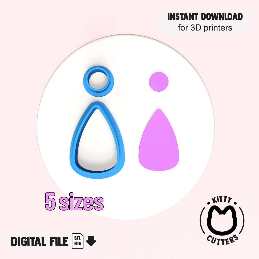 Geometric Polymer Clay Cutter | Drop 3D Cutter File | 3D Polymer Clay ...