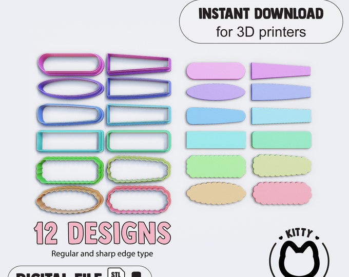 Hair Barrettes Cutter Stl Polymer Clay Cutter Bundle Stl File Clay ...