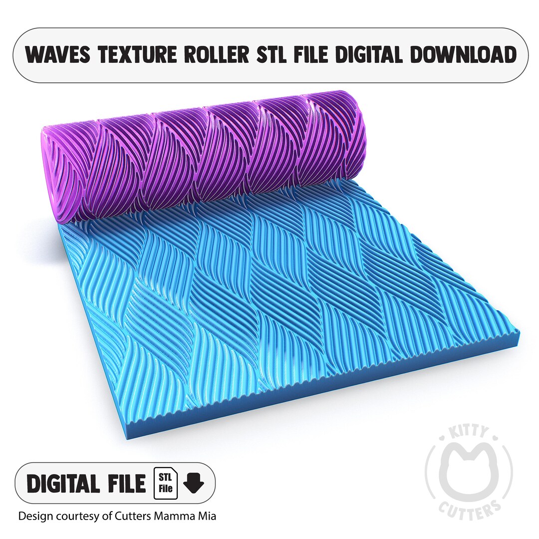 Waves Texture Roller Stl | Clay Texture Roller Stl File | Polymer Clay ...