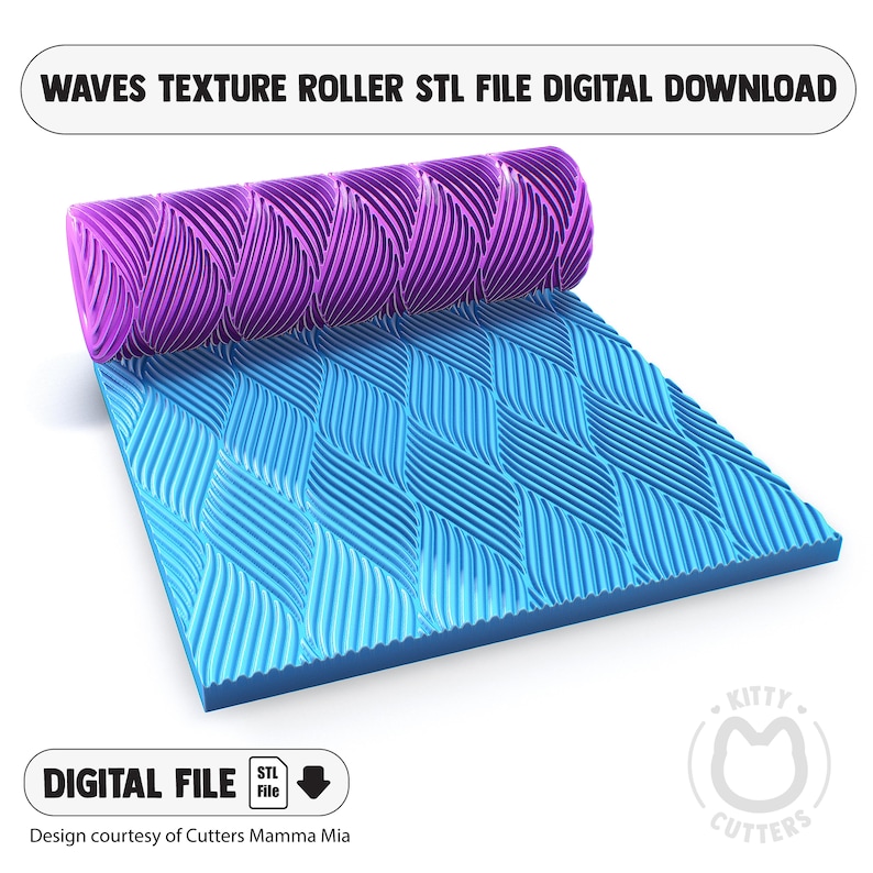 Waves Texture Roller Stl | Clay Texture Roller Stl File | Polymer Clay ...