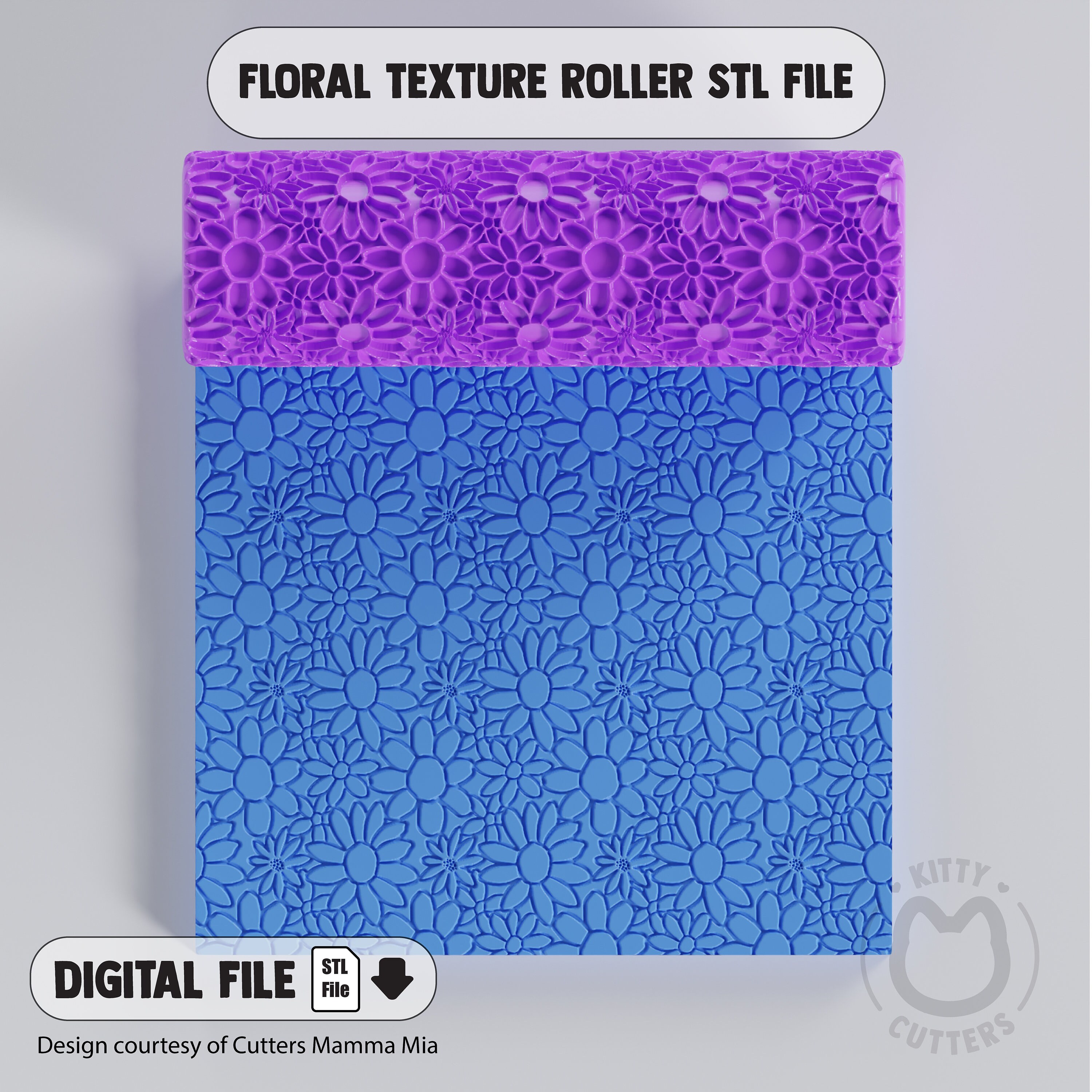 Floral Texture Roller Stl Flower Texture Roller Stl Polymer Clay Floral ...