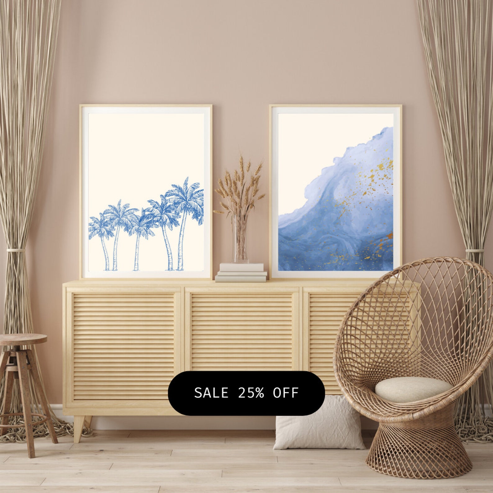 Beachy Vibes Poster Set,coastal Art Bundle,set of 6 Beach-themed Prints ...