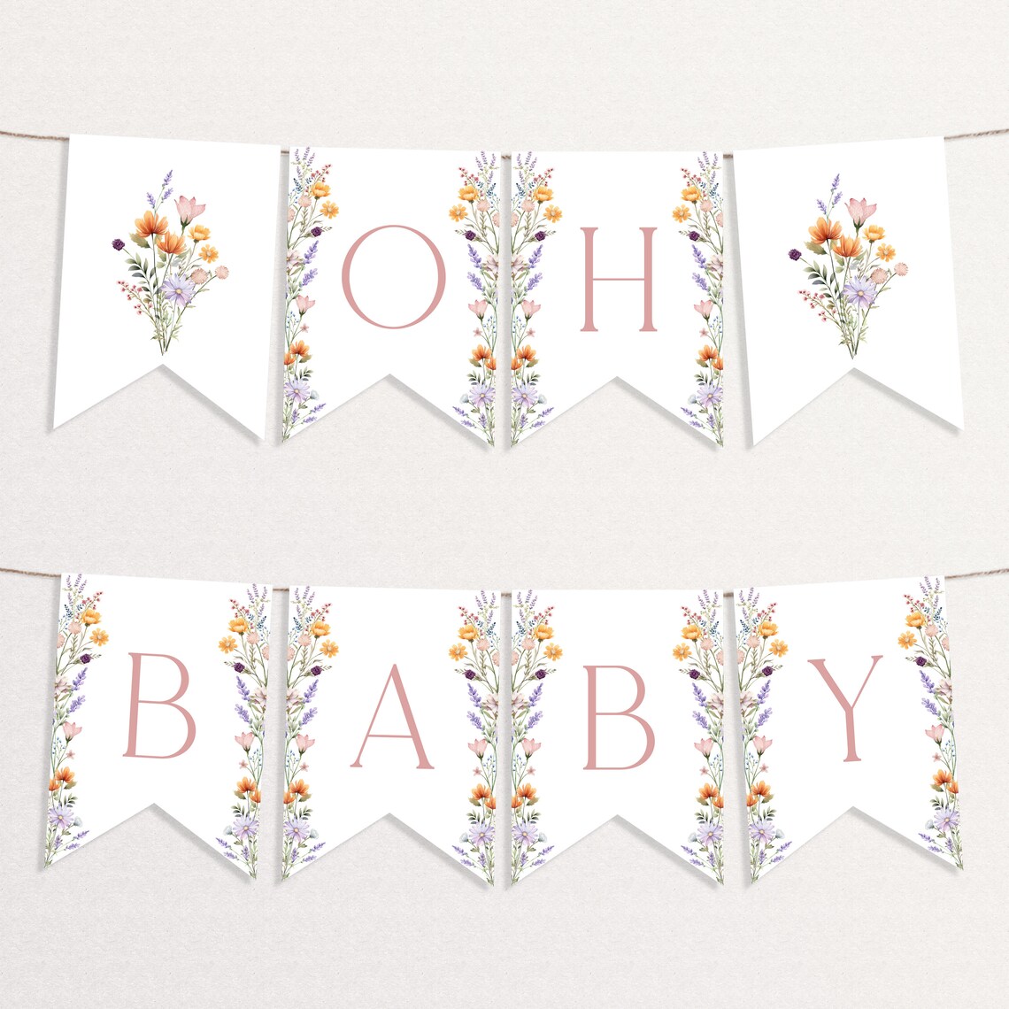 Wildflower Baby Shower Banner Template Printable Floral Custom Banner ...