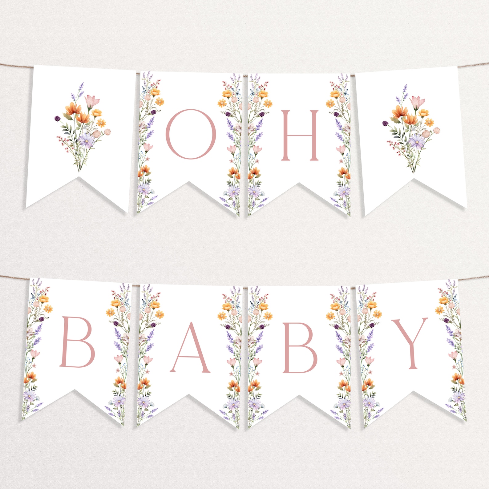 Wildflower Baby Shower Banner Template Printable Floral Custom Banner ...