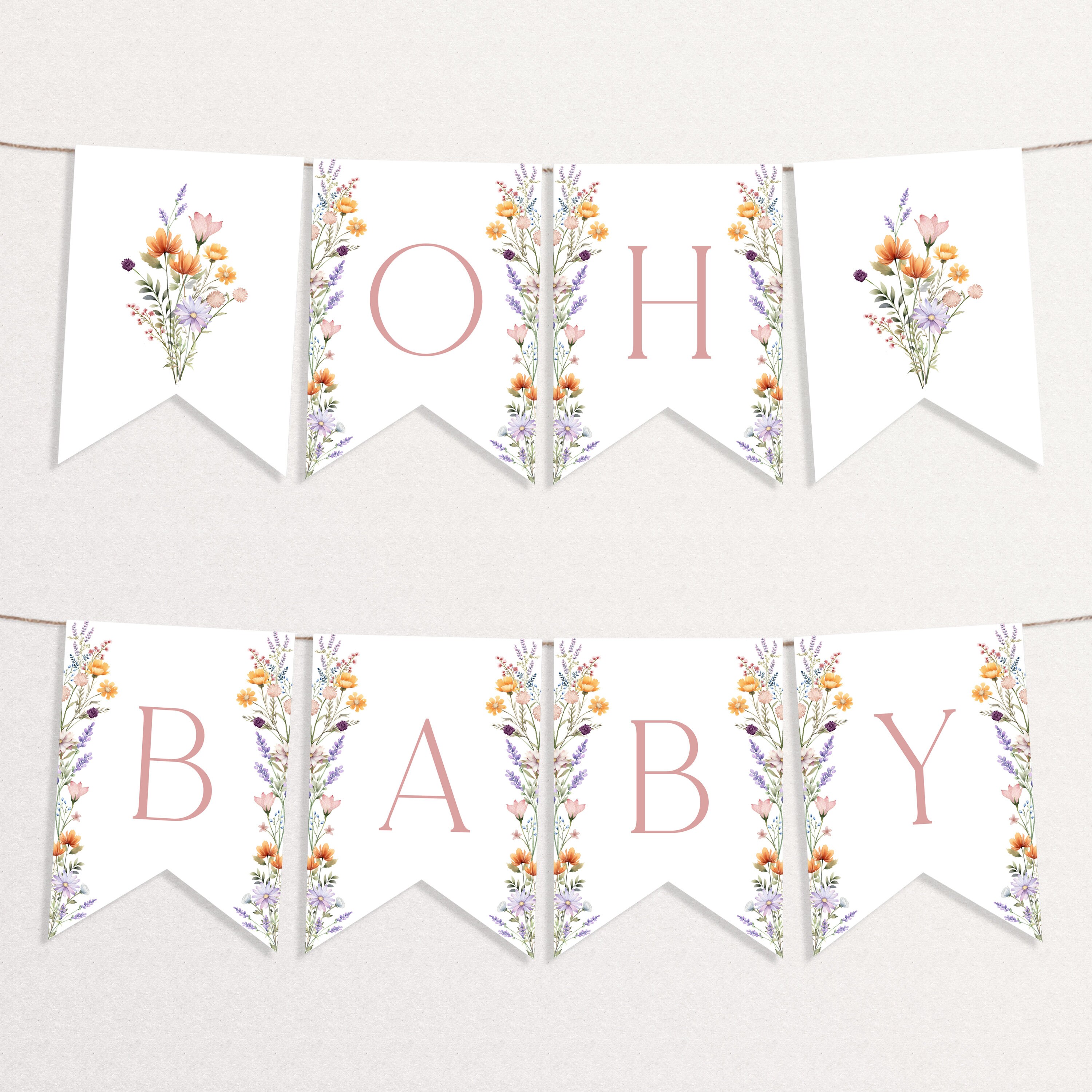 Wildflower Baby Shower Banner Template Printable Floral Custom Banner ...