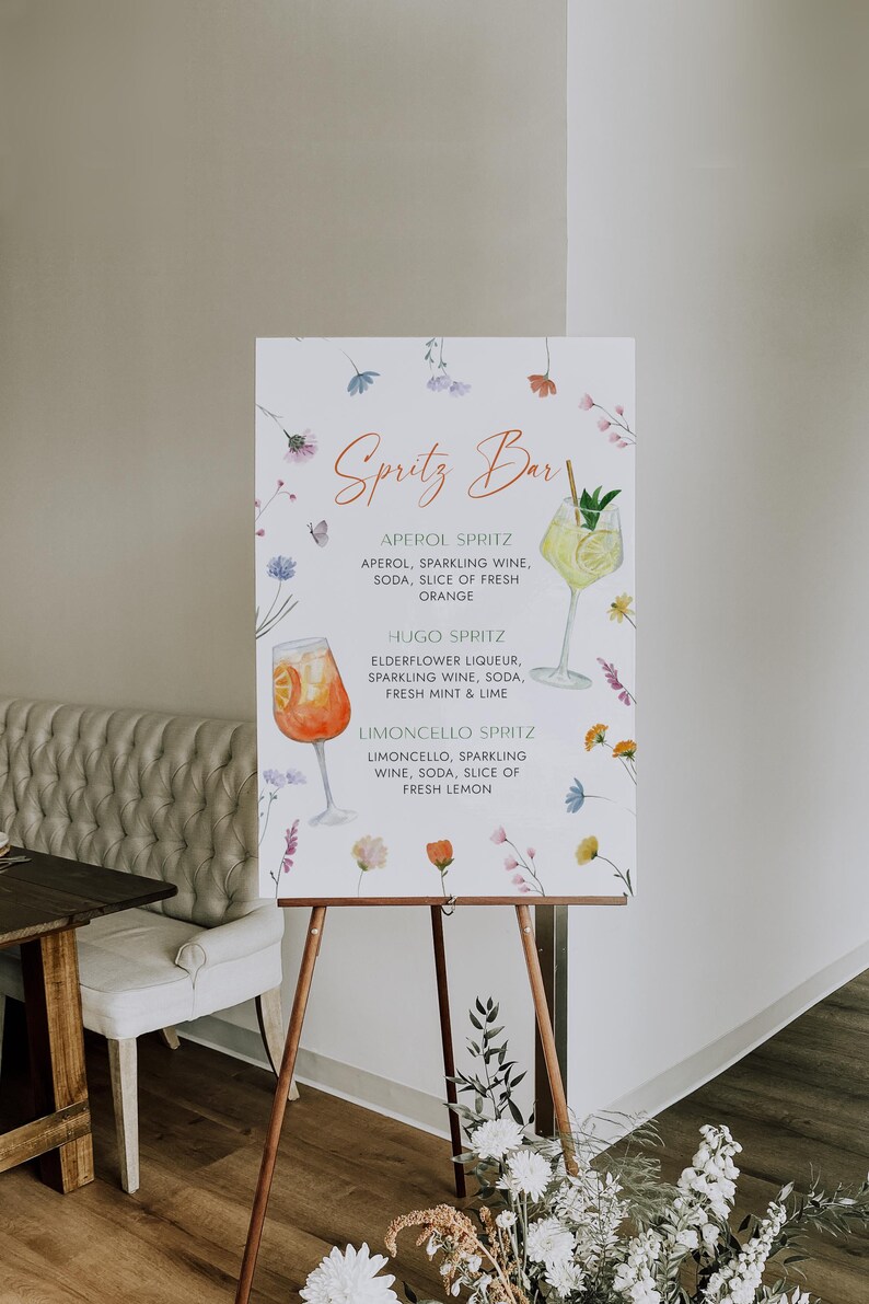 Wildflower Spritz Bar Sign Floral Spritz Station Sign Love at First ...