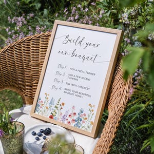 Wildflower Flower Bar Sign Template Botanical Bridal Shower Build Your ...