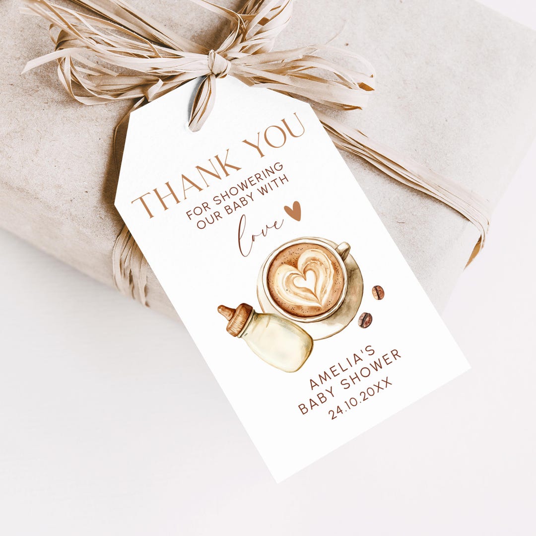 Coffee Baby Shower Favor Tag Template A Baby is Brewing Thank You Tag ...