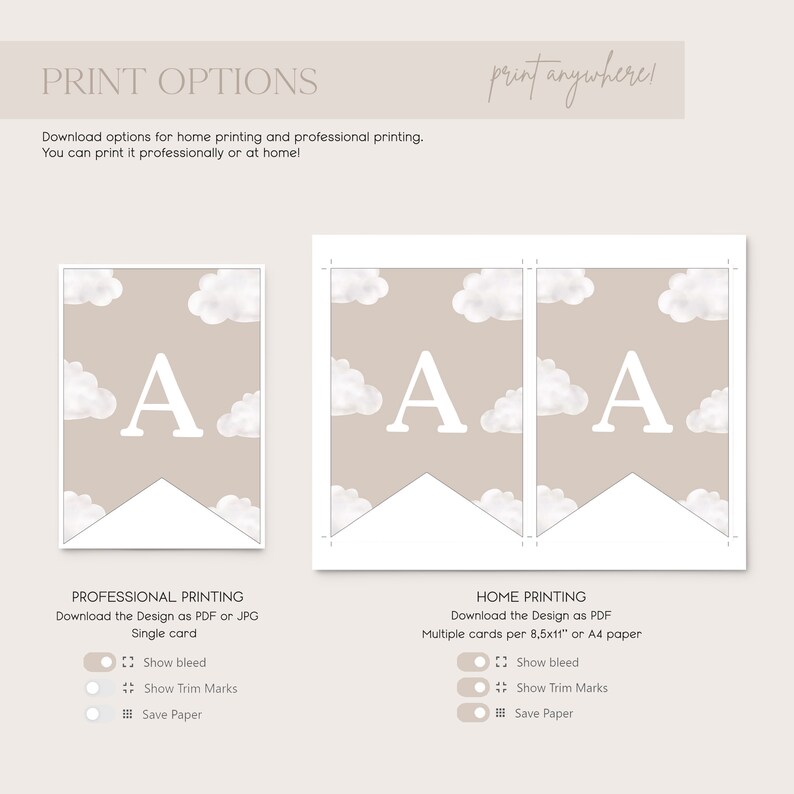Neutral Cloud Banner Template Gender Neutral Baby Shower Custom Banner ...