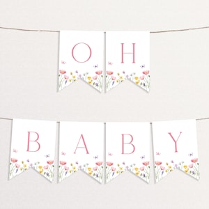 Wildflower Baby Shower Banner Template Spring Floral Custom Banner ...